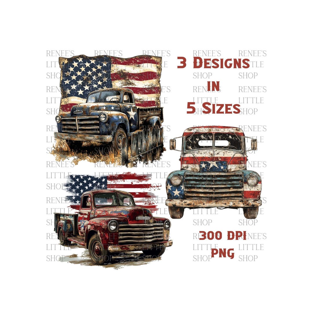 American Flag Truck PNG Bundle | Patriotic Sublimation Clipart | 4th of ...