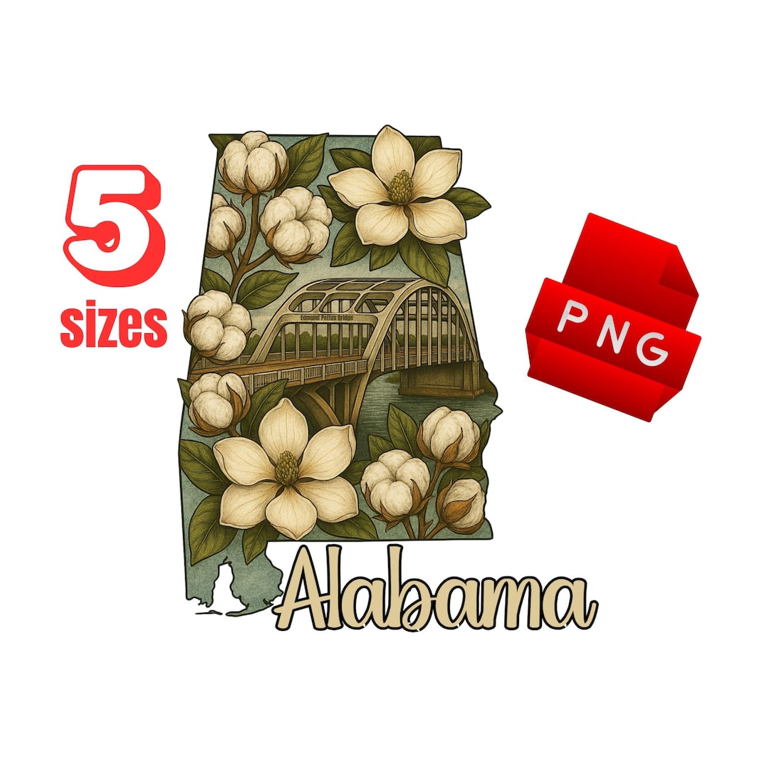 Alabama State Clipart PNG – Edmund Pettus Bridge, Magnolia, Cotton ...