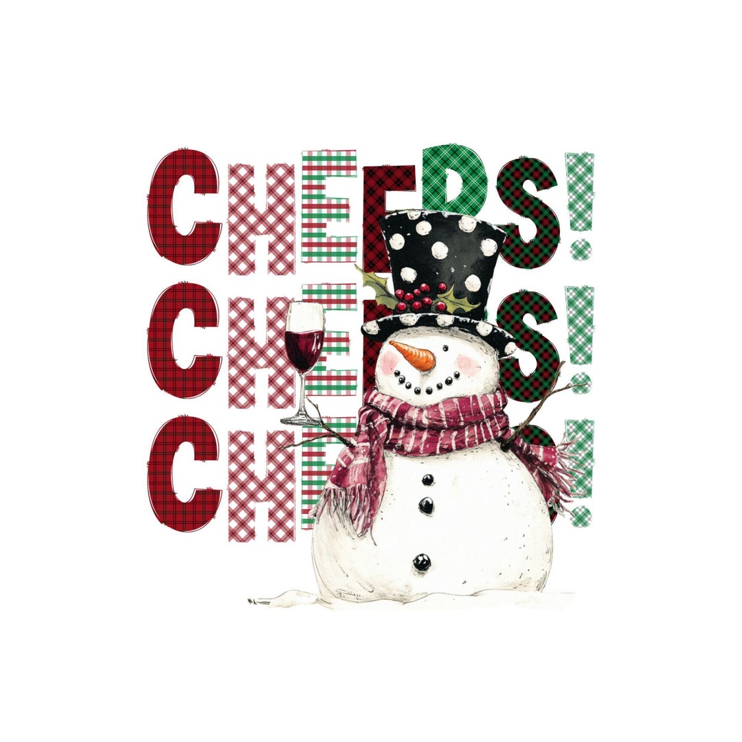 Festive Snowman Cheers Clip Art Digital Download – Plaid Christmas ...