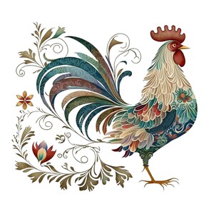 Floral Rooster PNG Download - Etsy