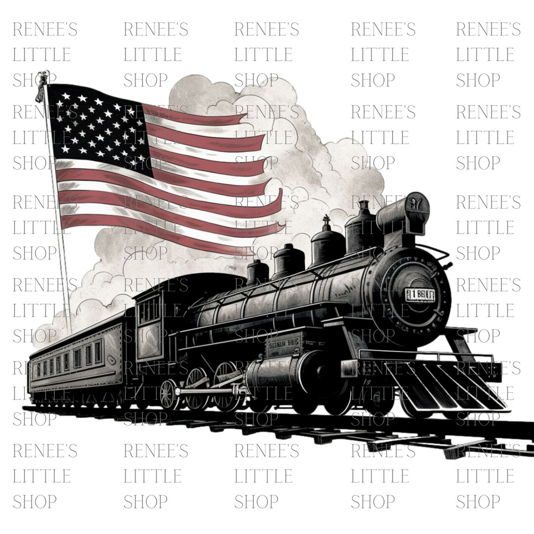 American Flag With Black Train PNG Download - Etsy