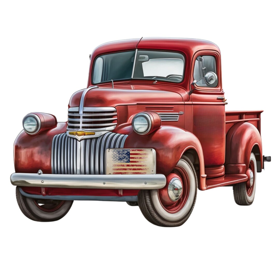 Vintage Red Truck, American Flag Emblem (digital Download) - Etsy