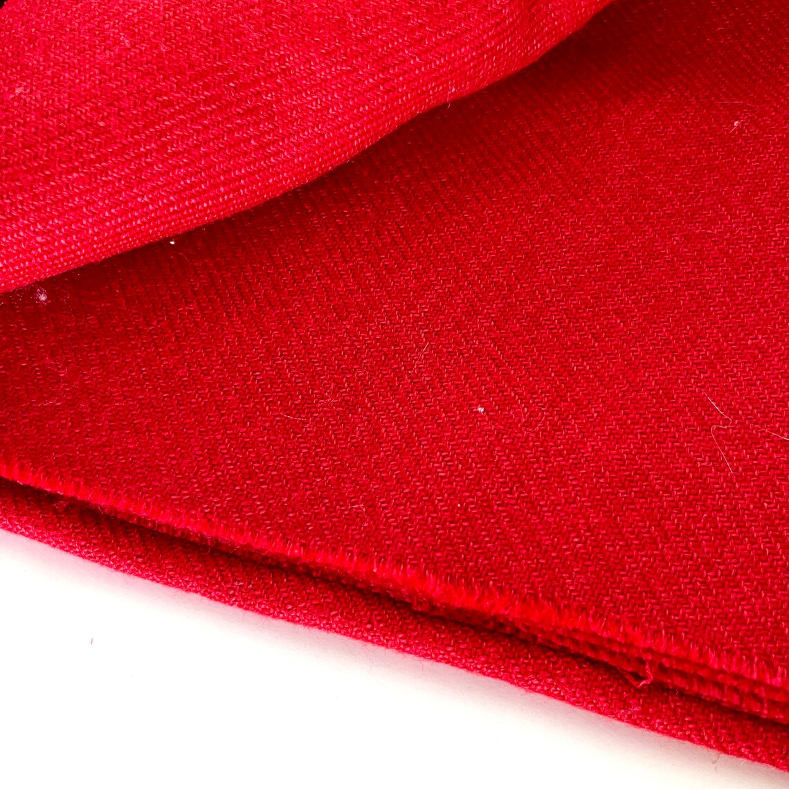 Vintage Wool Fabric 1.5 Yard (54 X 50) Solid Red Wool Cloth Yardage ...