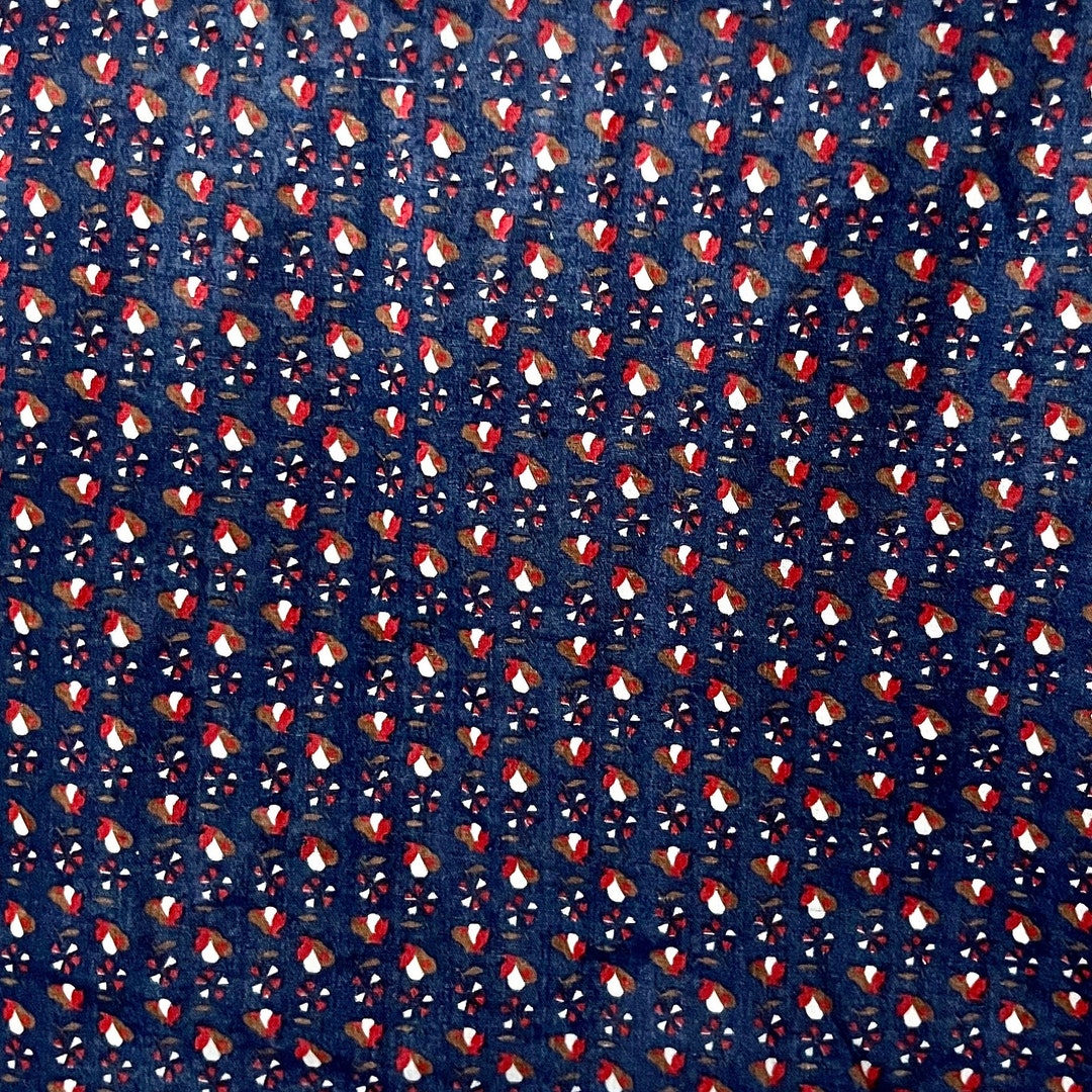 Vintage Navy Geometric Calico Quilting Cotton Fabric 2 Yards X 42 ...