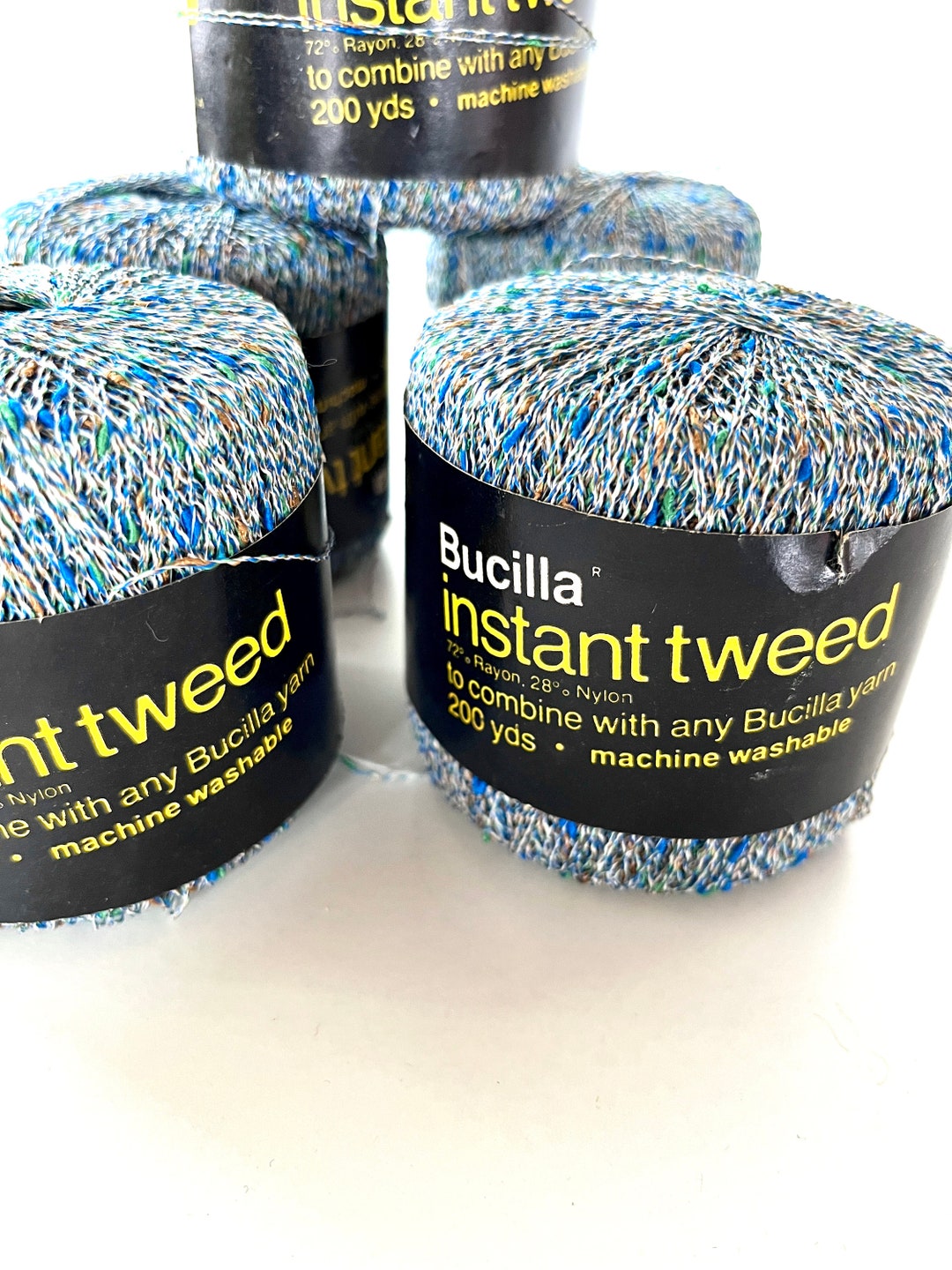 Bucilla Instant Tweed Yarn Skeins Vintage Deadstock 200 Yards Blue ...
