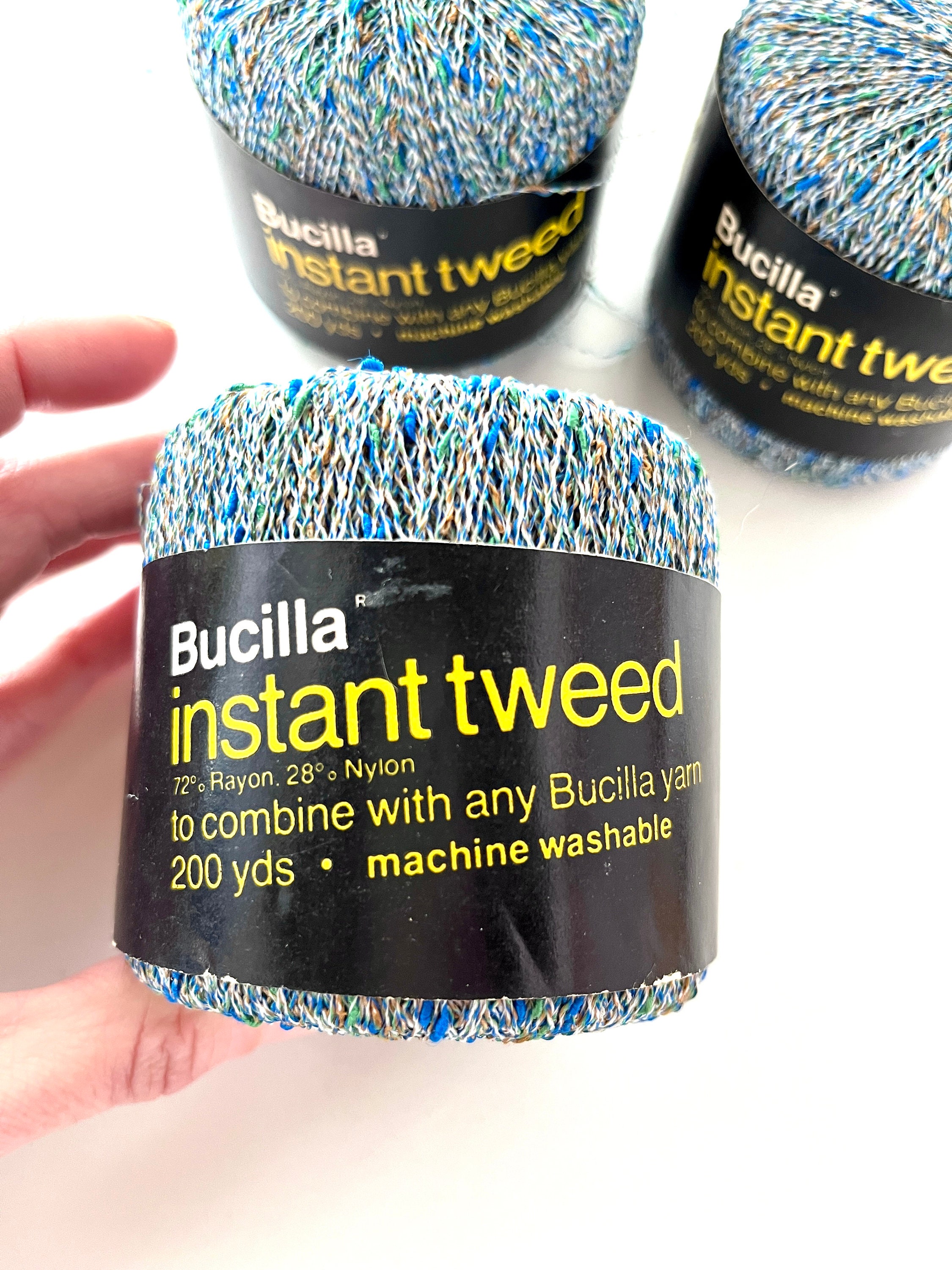 Bucilla Instant Tweed Yarn Skeins Vintage Deadstock 200 Yards Blue ...
