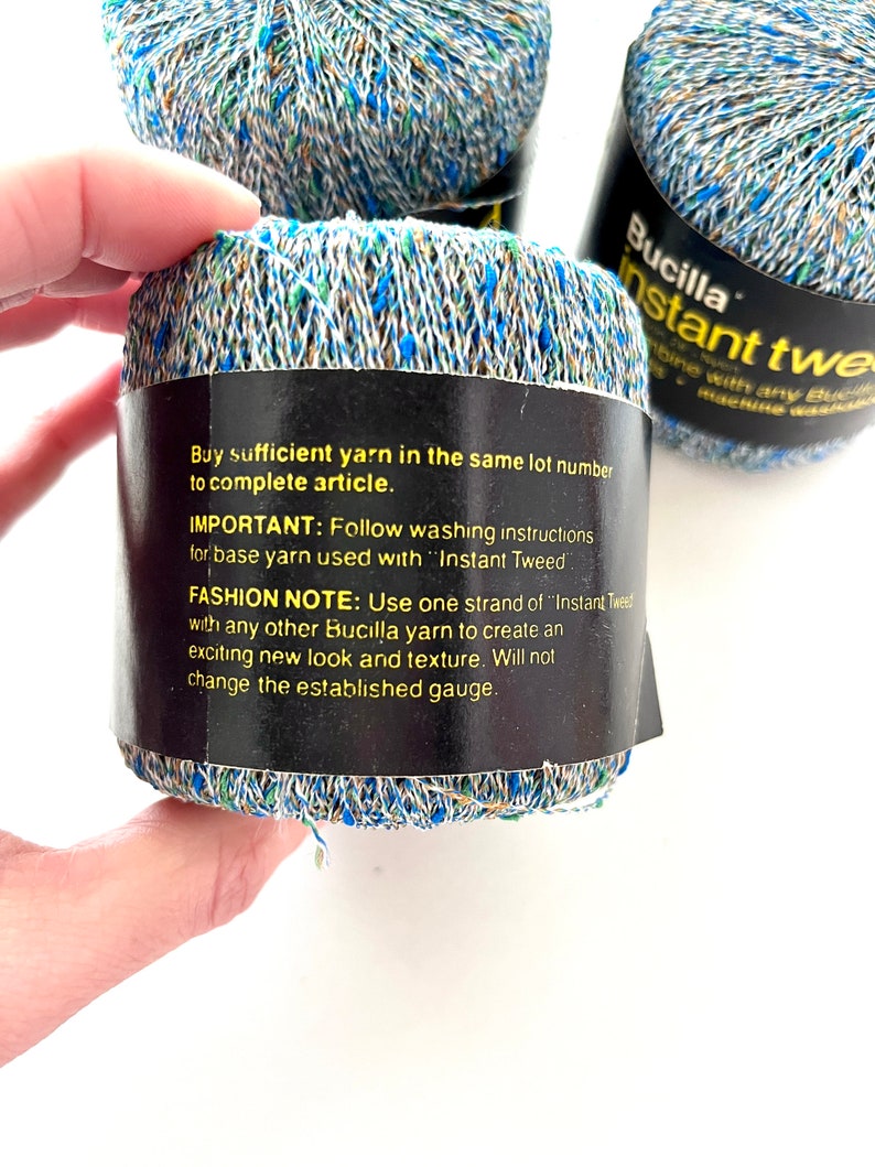 Bucilla Instant Tweed Yarn Skeins Vintage Deadstock 200 Yards Blue ...