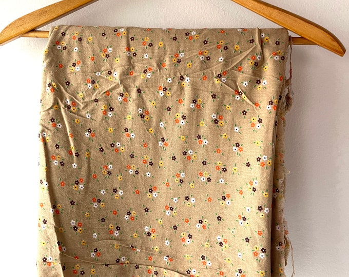 Vintage Brown Flowers Floral Calico Quilting Cotton Fabric 2.5 Yards 96 ...
