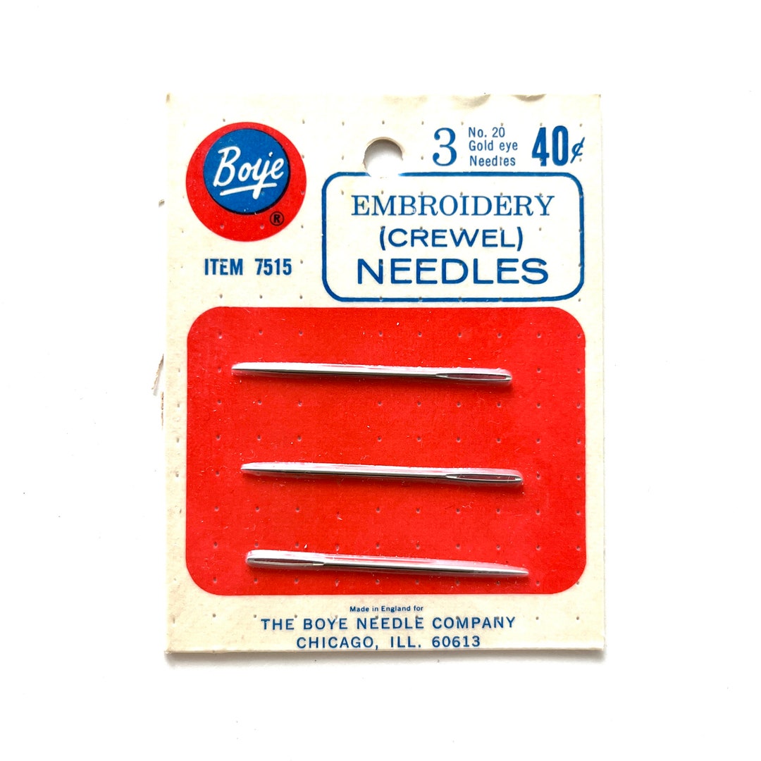 Vintage Deadstock Boye Embroidery Crewel Needles Set of 3 No.20 Gold ...