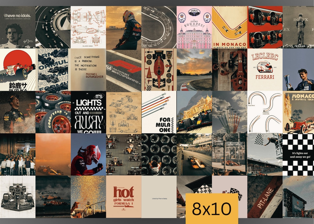 F1 Aesthetic Photo Collage Kit | Formula One Drivers Cars Tracks Quotes ...