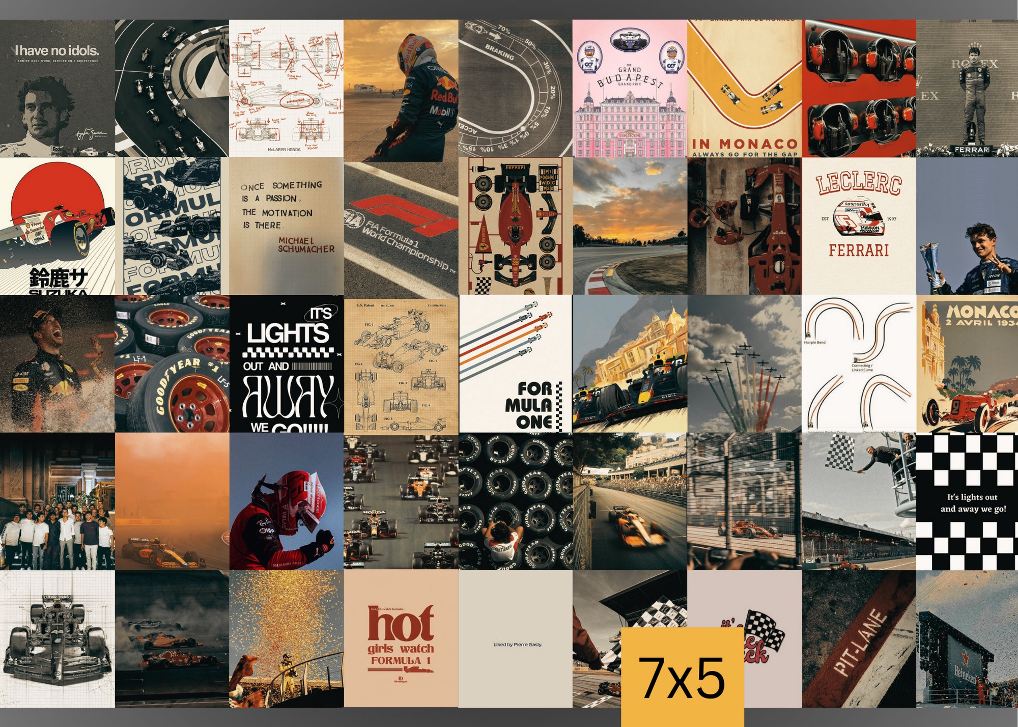 F1 Aesthetic Photo Collage Kit | Formula One Drivers Cars Tracks Quotes ...