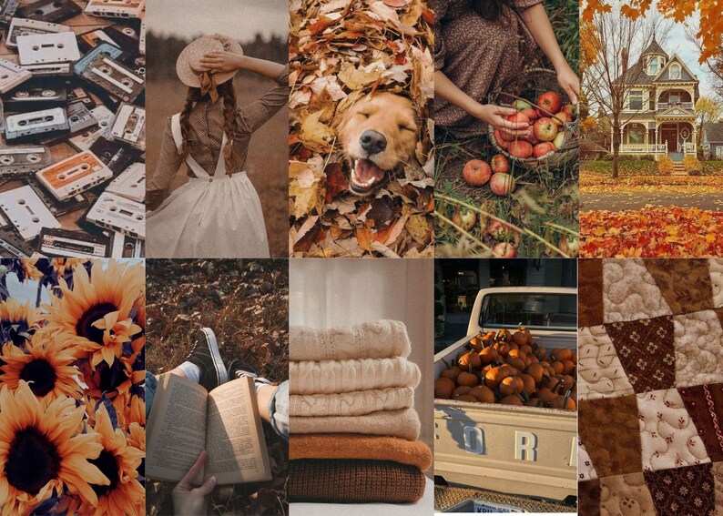 Autumn Reverie Photo Collage Kit | Dreamy Fall Aesthetic Wall Art Set ...