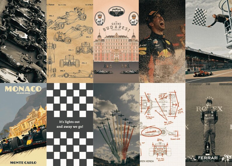 F1 Aesthetic Photo Collage Kit Formula One Drivers Cars - Etsy Australia