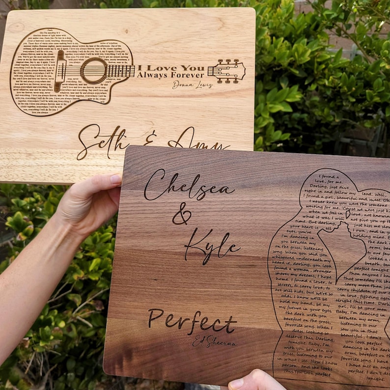 Personalized Engraved Heart Song Lyrics Wall Art Wood Boards - Custom ...