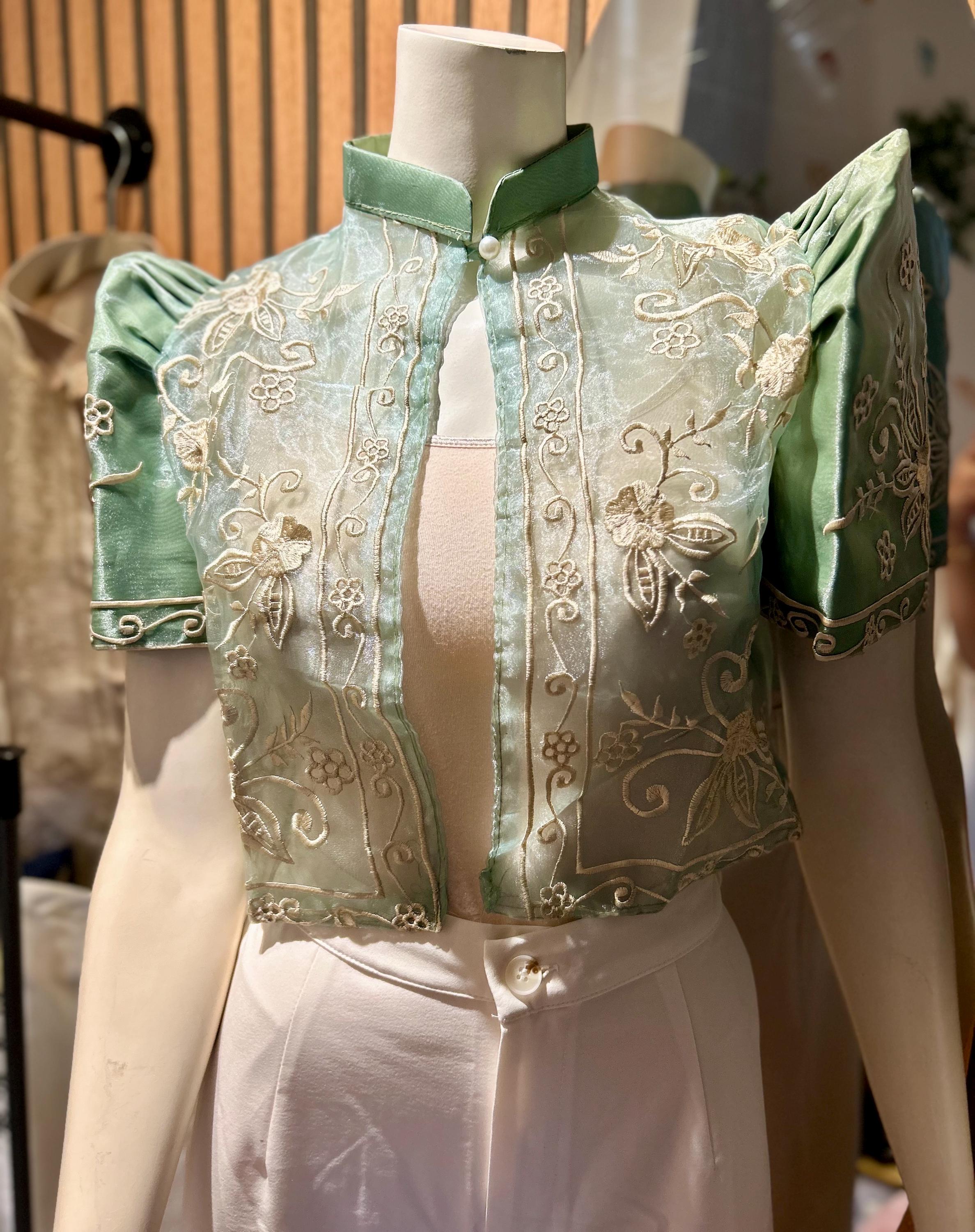 Sage Green Modern Filipiniana Bolero With Beige Embroidery - Etsy UK