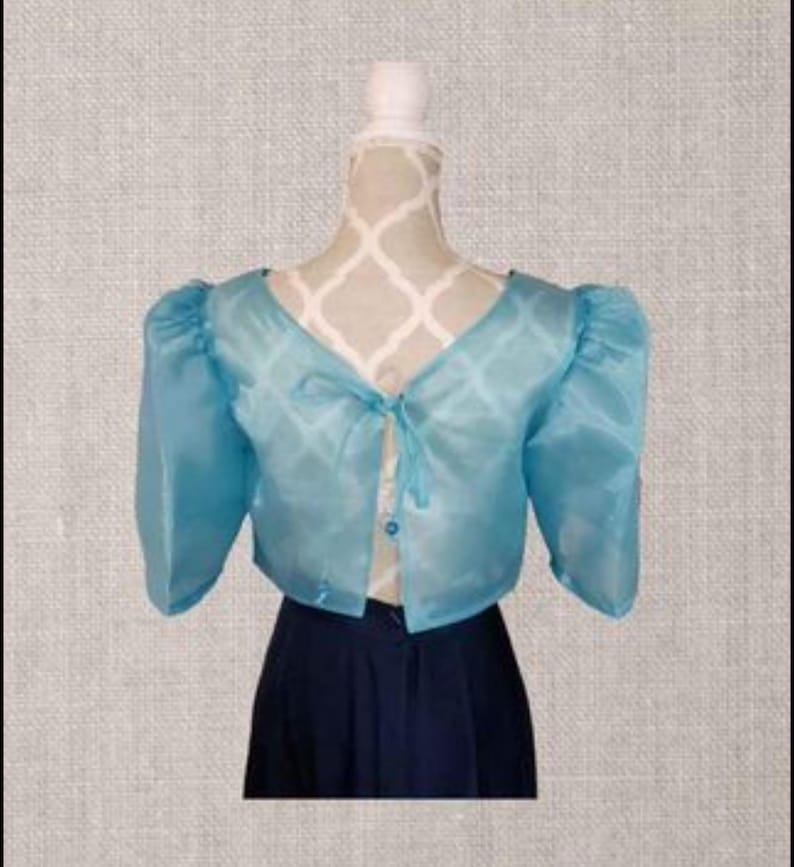 Aqua Blue Filipiniana Crop Top Bolero Medium Size (8 US) - Etsy
