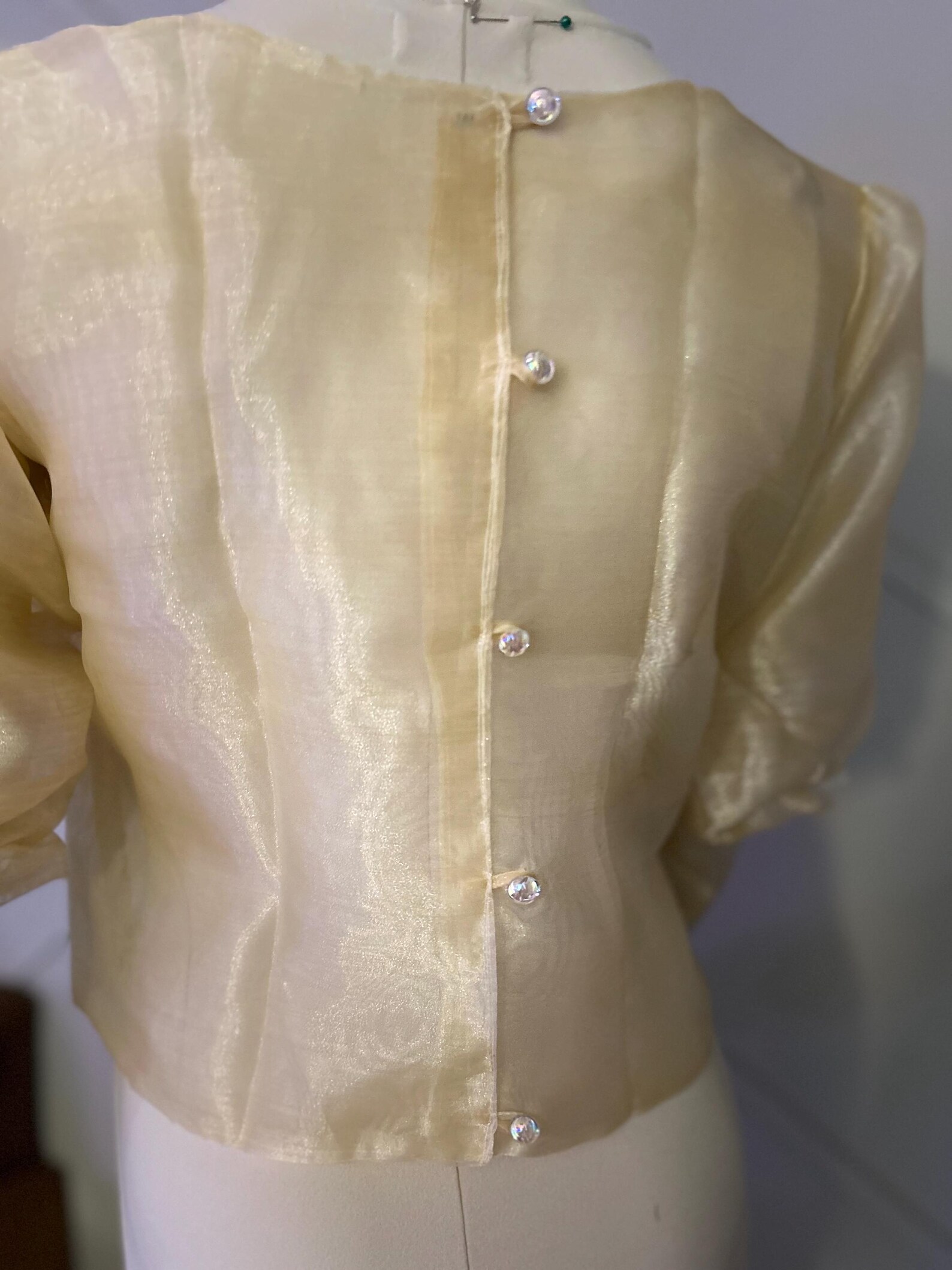 Filipiniana Top With Floral Design Pinya Organza Semi Crop Top - Etsy