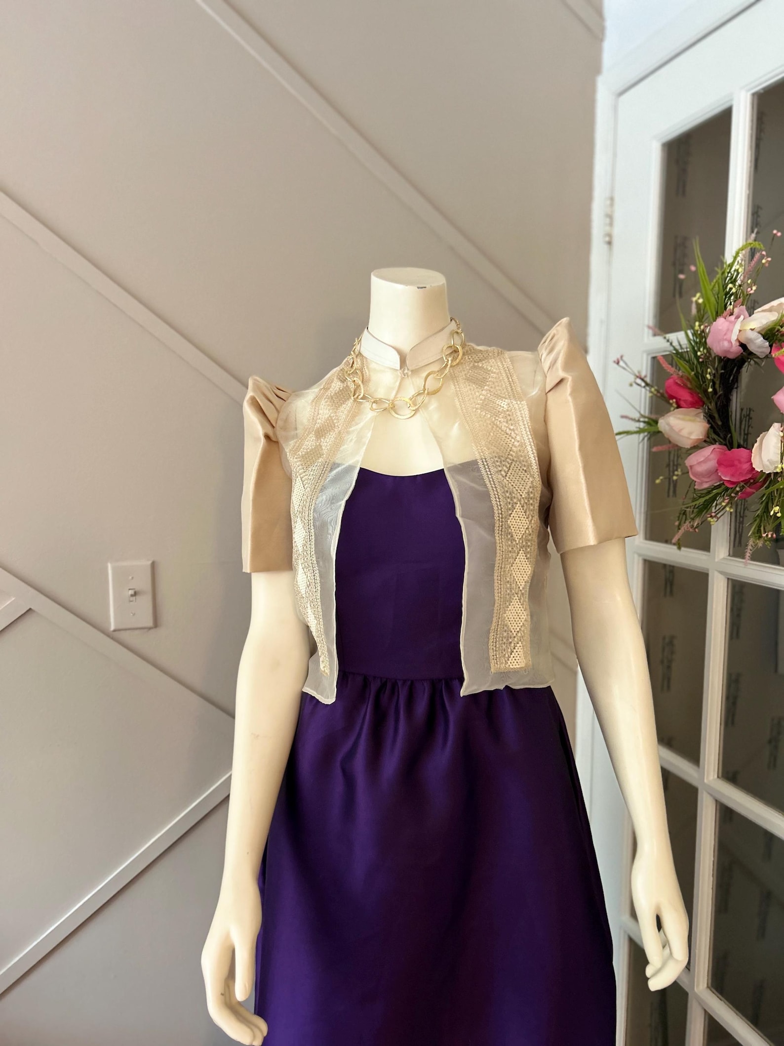 Beige Filipiniana Bolero With Gold Embroidery Accent - Etsy UK