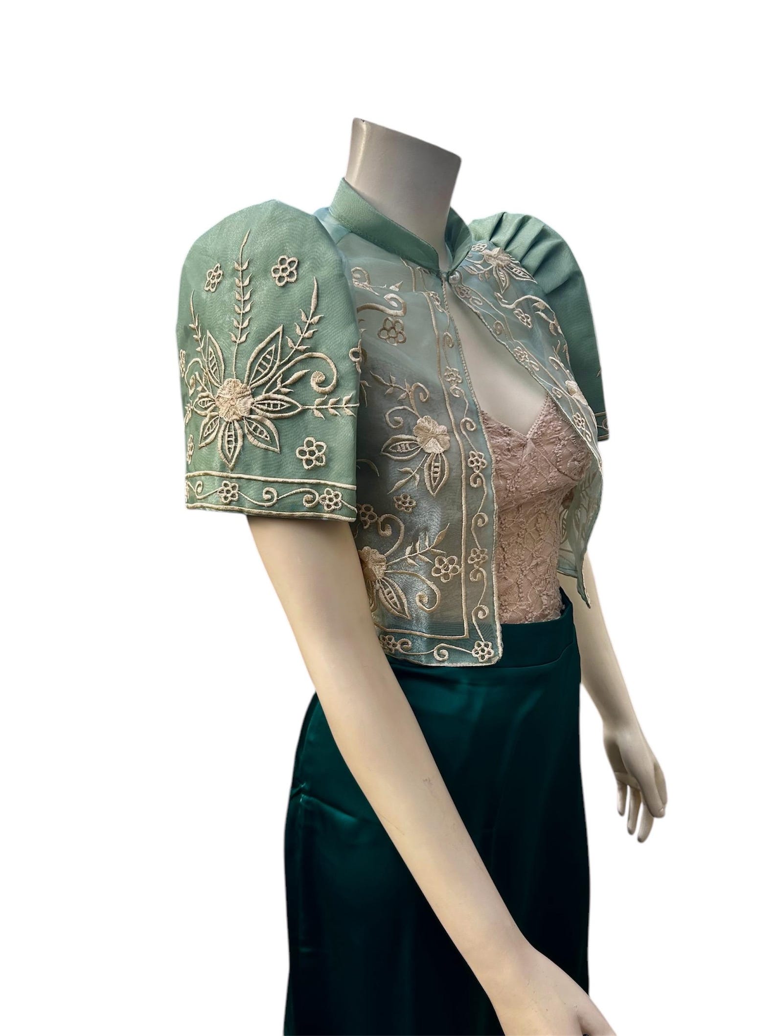 Sage Green Modern Filipiniana Bolero With Beige Embroidery - Etsy UK