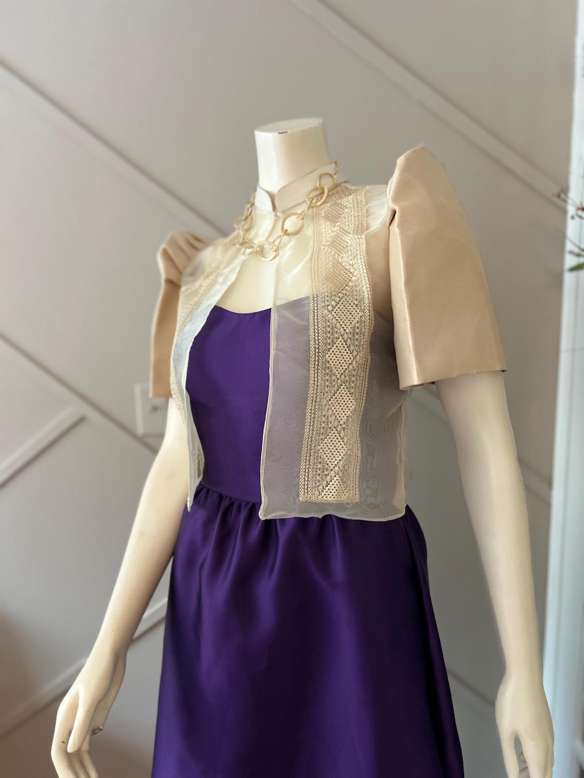 Beige Filipiniana Bolero With Gold Embroidery Accent - Etsy UK