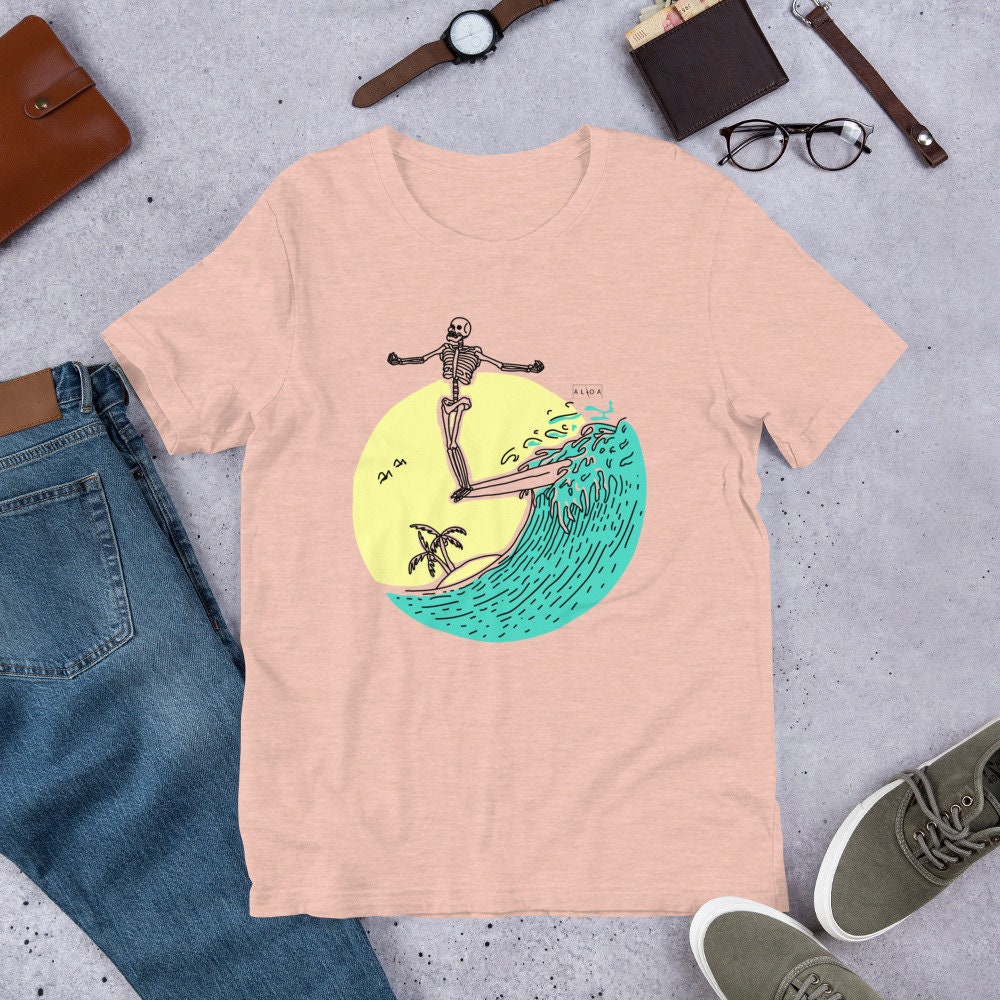 Mens Surf Shirt Skeleton Surf Short-sleeve Unisex Mens Womens - Etsy
