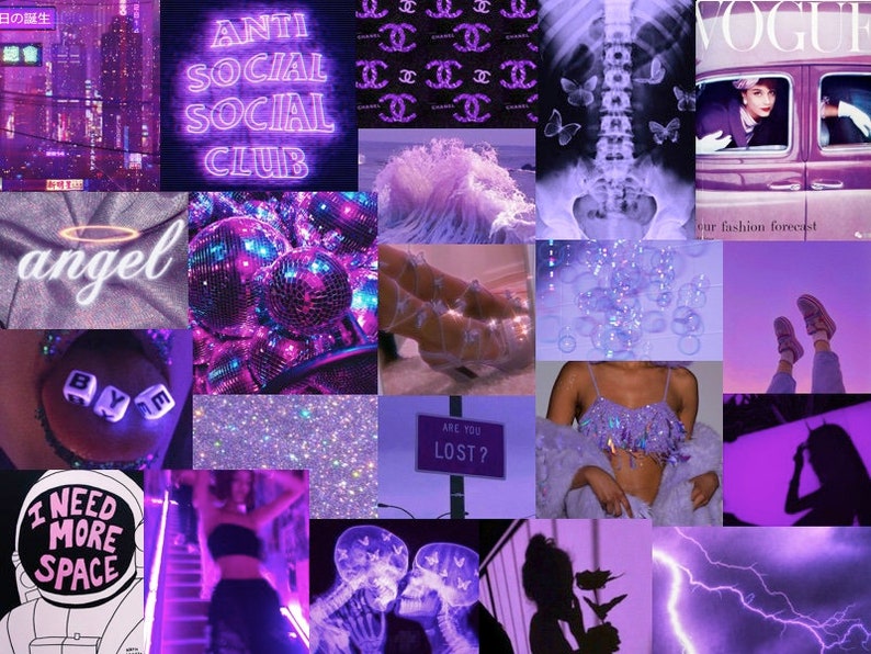 Purple Thunder Collage Kit - 60pc Download - Etsy