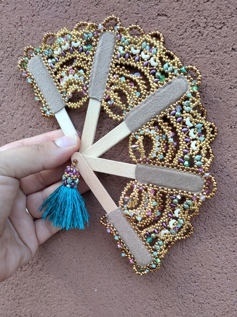 Bead Weaving Fan Tutorial, Instant Download, Miniduo, Mini Gemduo, Mini ...
