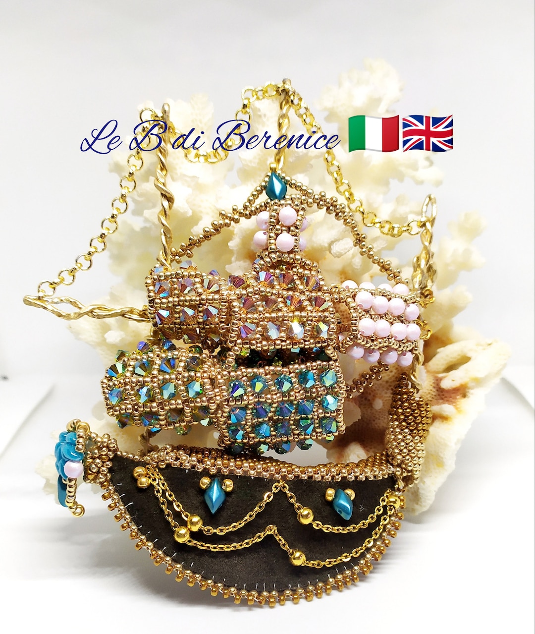 The Sailing Ship Brooch, Beaded Weaving, With 4mm Bicone, 4mm Pearls ...