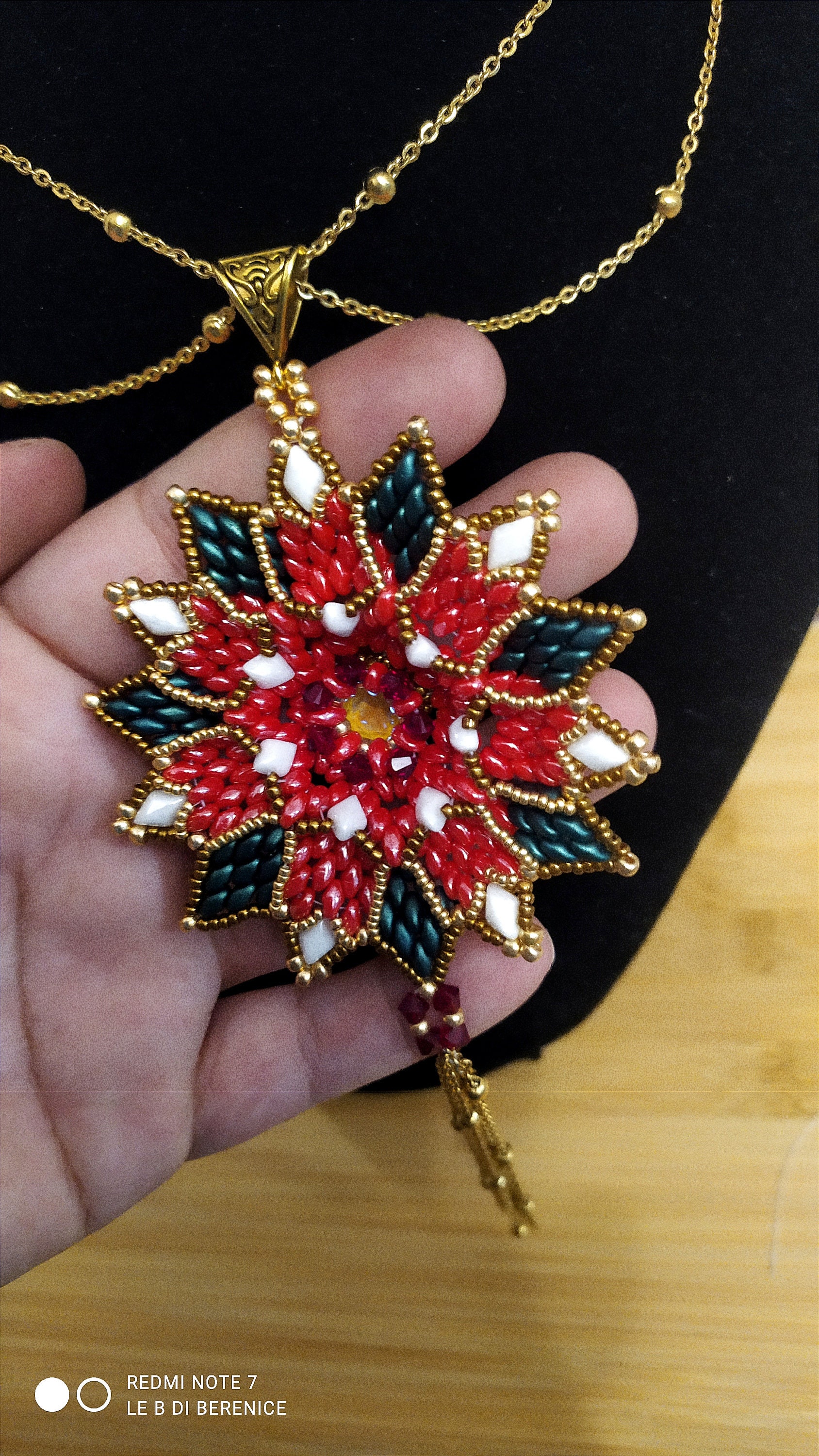 Beaded Christmas Star Pendant. Superduo, Gemduo, Bicono, Chaton ...