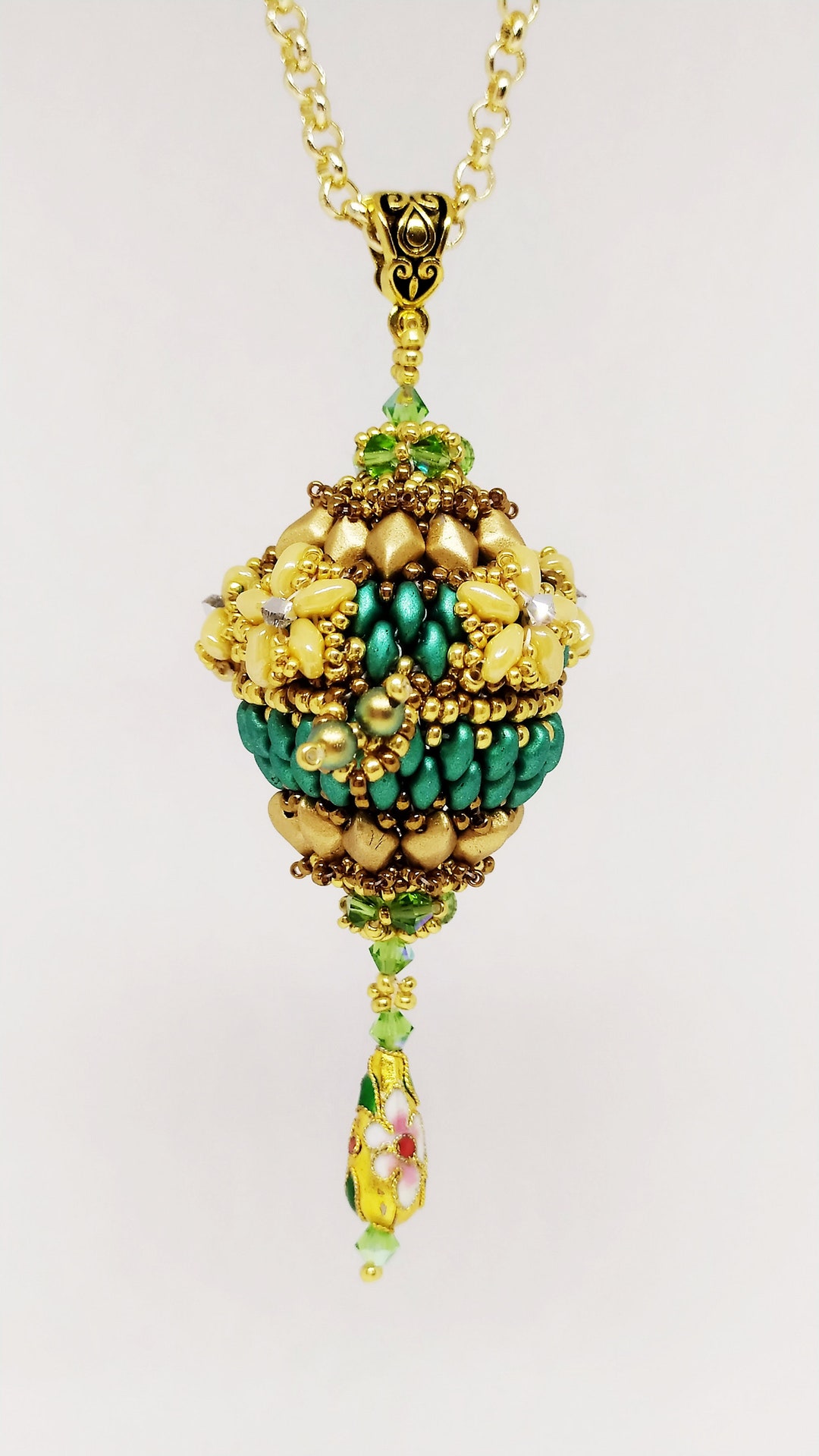 Beaded Bead Pendant Open and Close, Beadweaving, Superduo, Gemduo ...