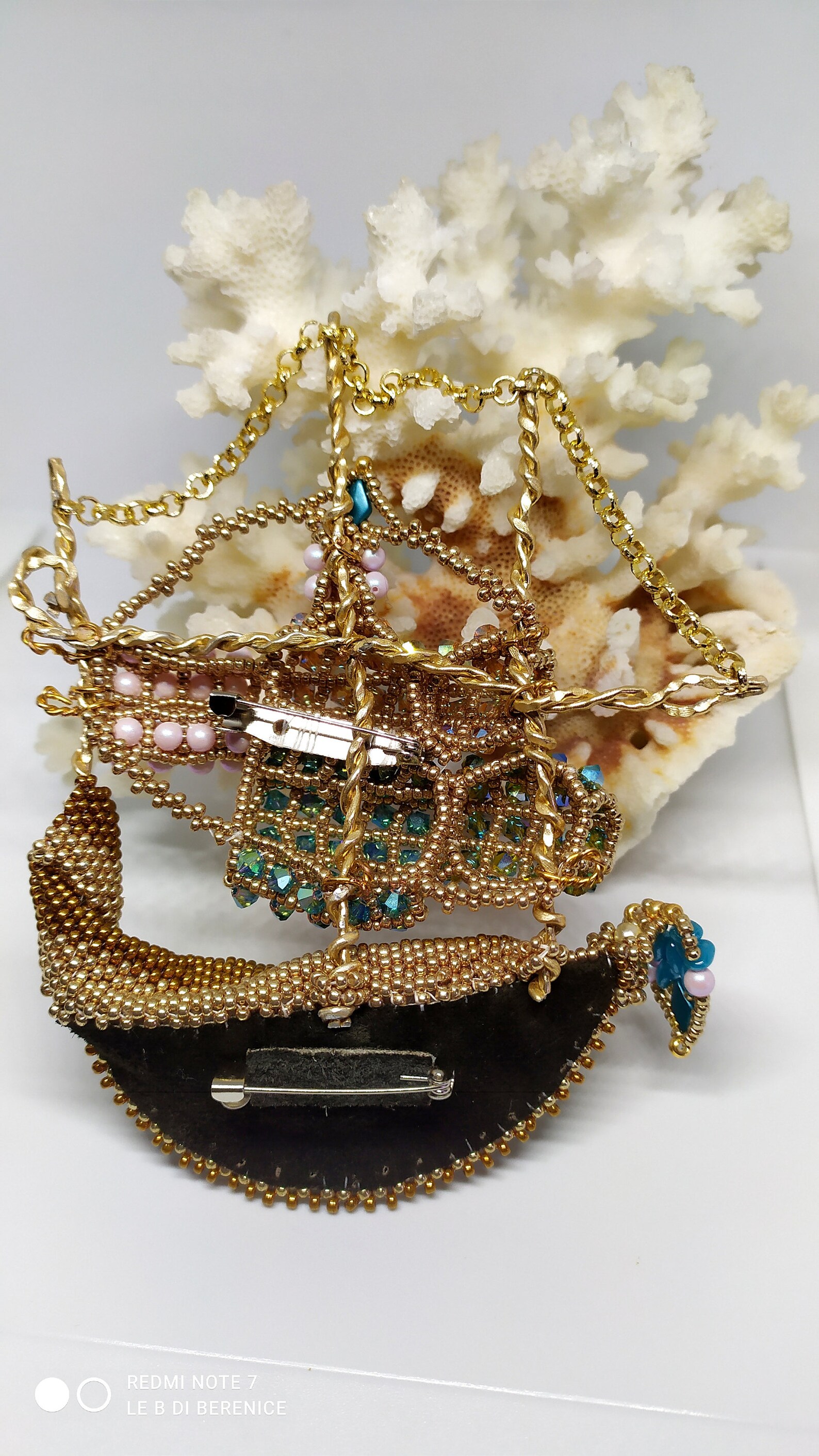 The Sailing Ship Brooch, Beaded Weaving, With 4mm Bicone, 4mm Pearls ...