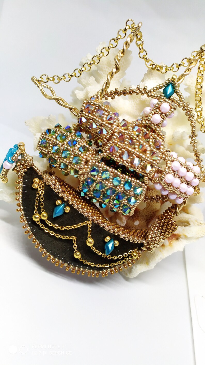 The Sailing Ship Brooch, Beaded Weaving, With 4mm Bicone, 4mm Pearls ...