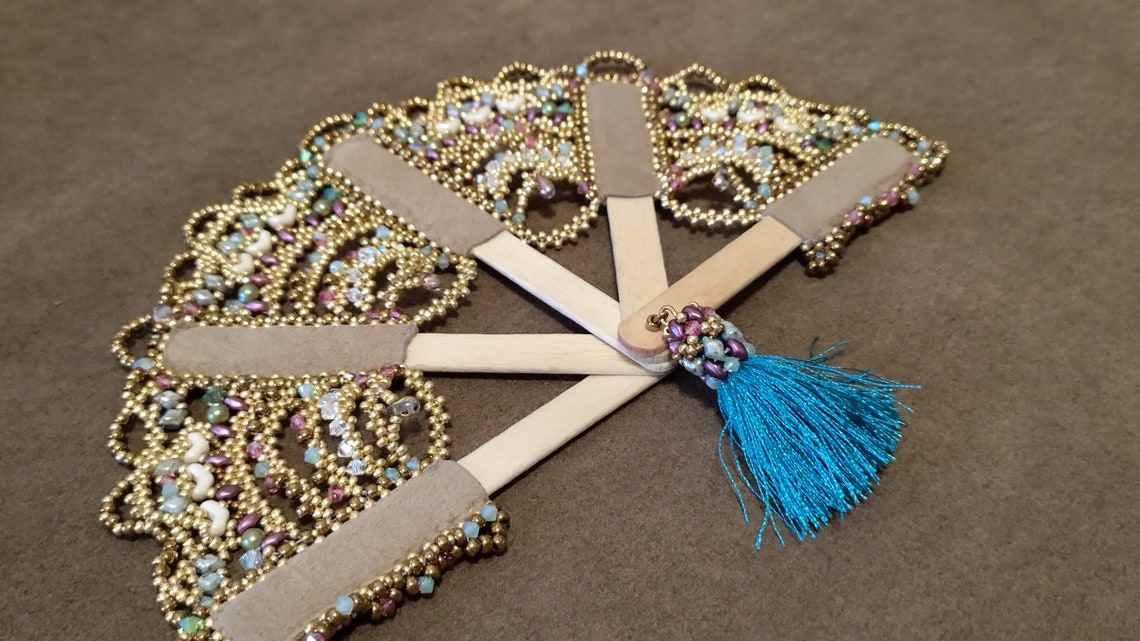 Bead Weaving Fan Tutorial, Instant Download, Miniduo, Mini Gemduo, Mini ...
