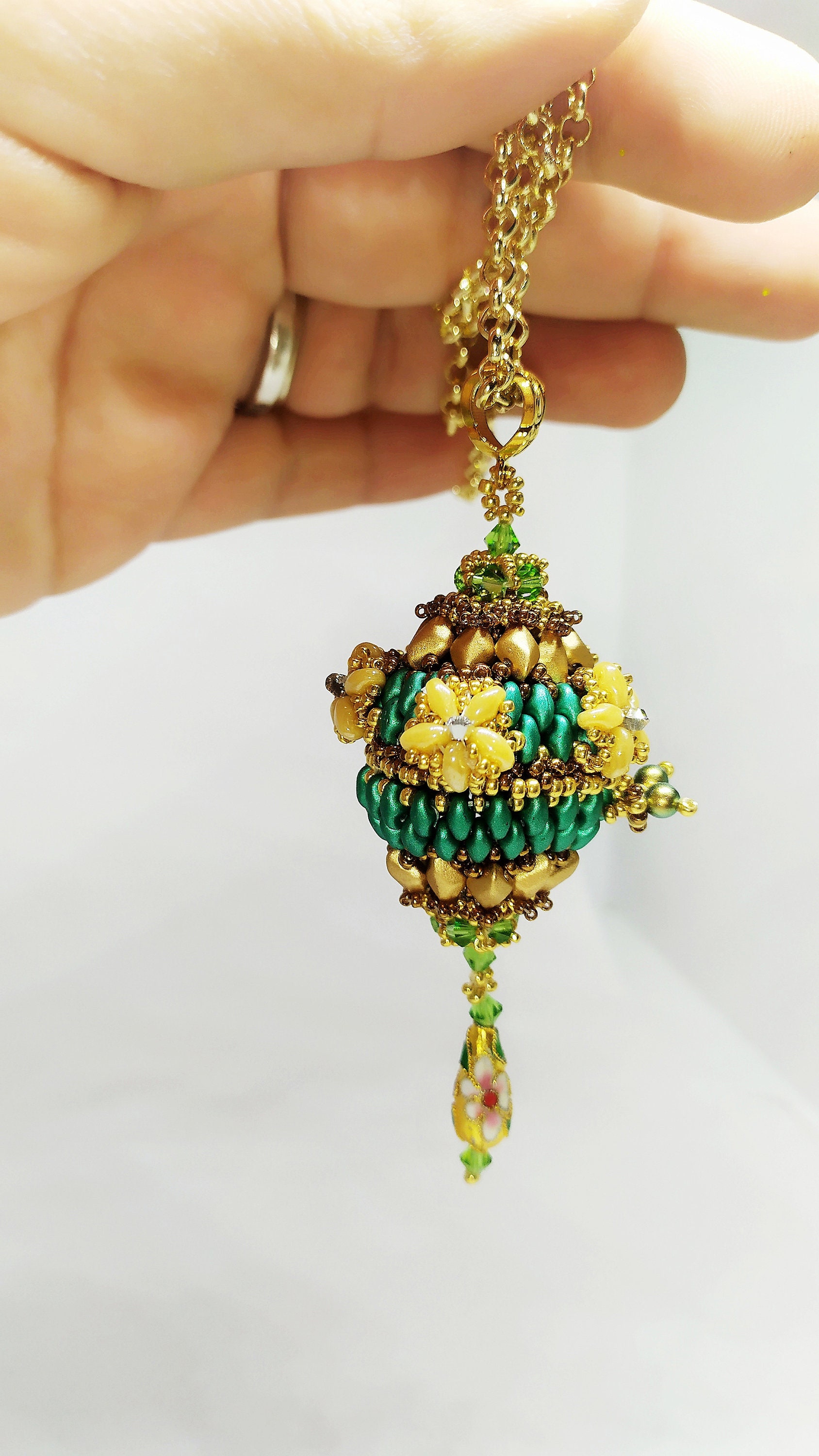 Beaded Bead Pendant Open and Close, Beadweaving, Superduo, Gemduo ...