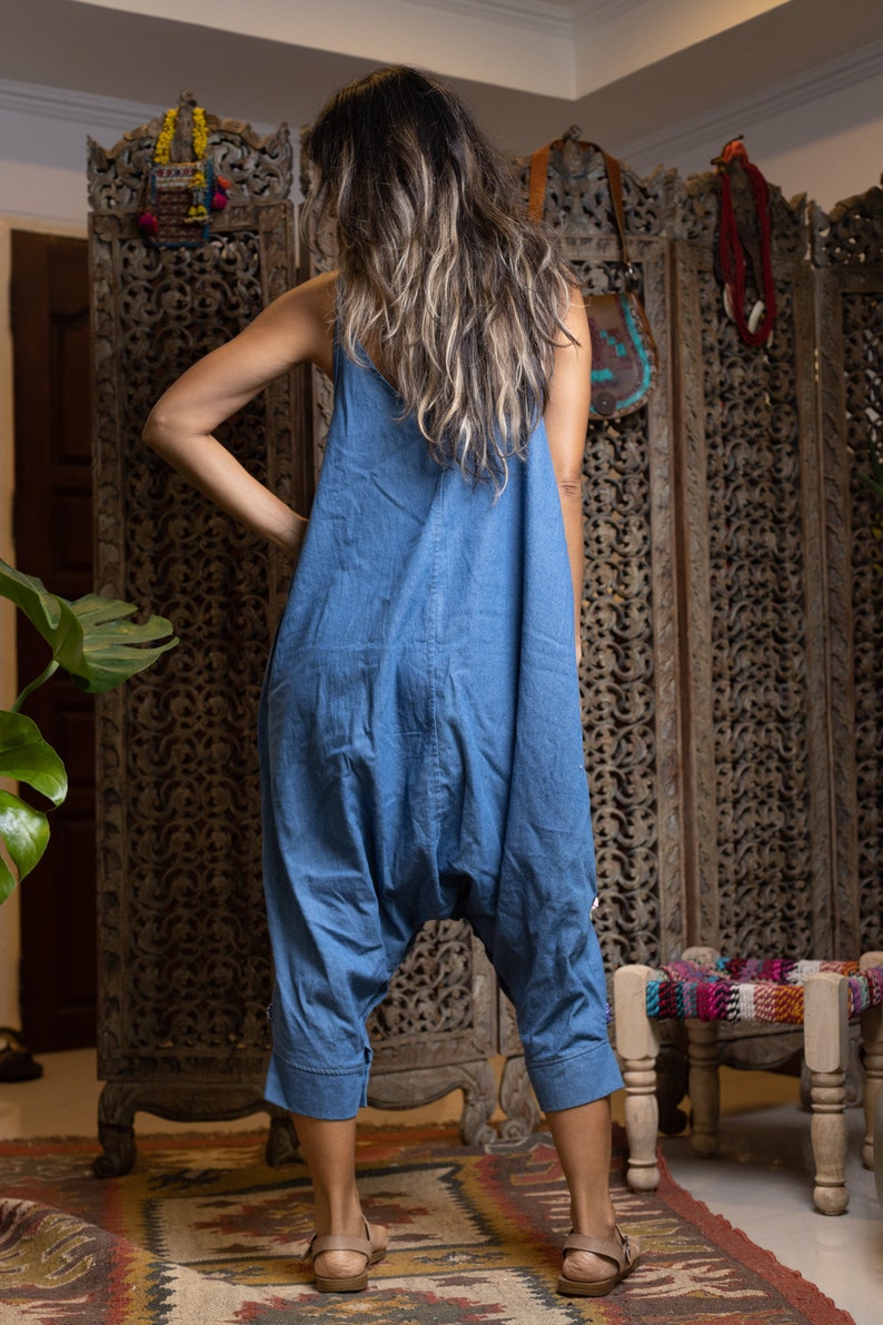 Handmade Whimsical Colourfully Embroidered Baggy Artist Overalls With ...