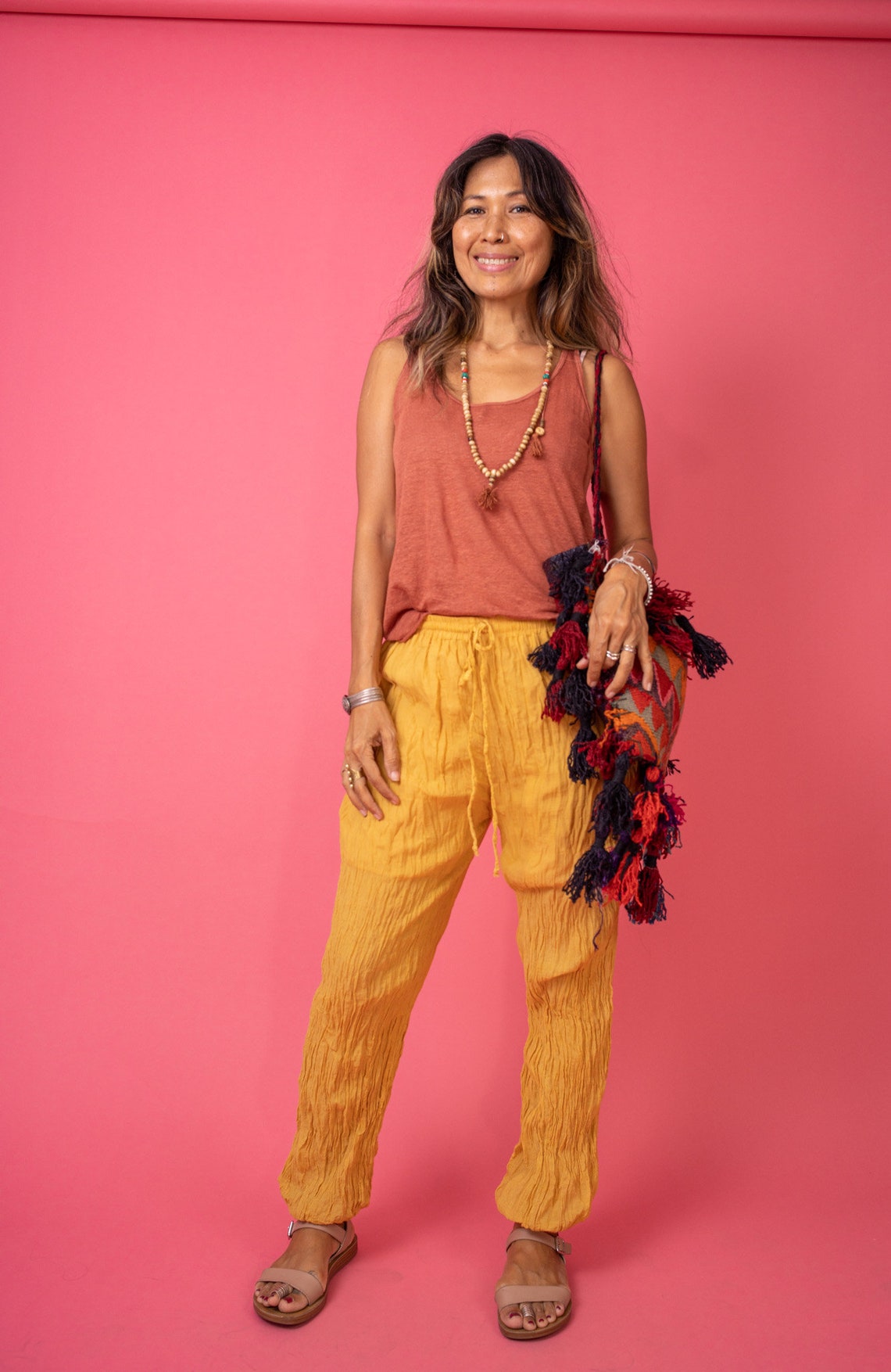 Turmeric Yellow Coloured Soft and Cozy Knit Boho Leisure Pants | Etsy