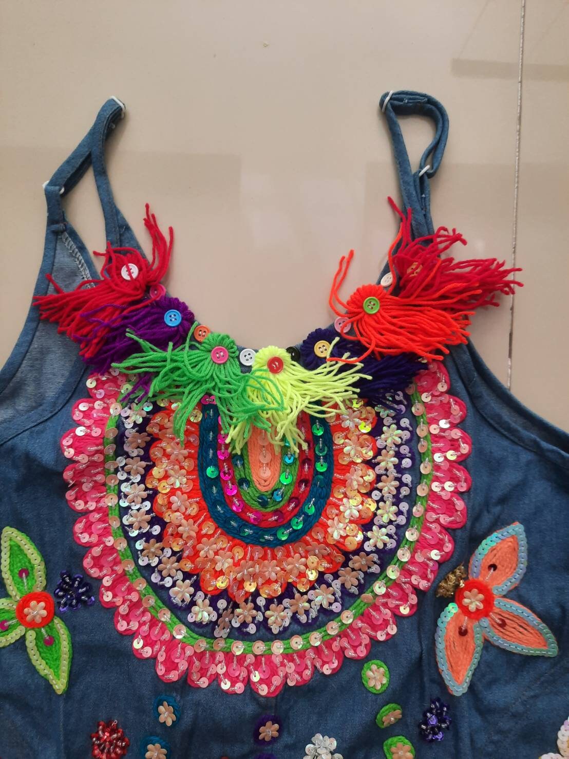 Handmade Whimsical Colourfully Embroidered Baggy Artist Overalls With ...