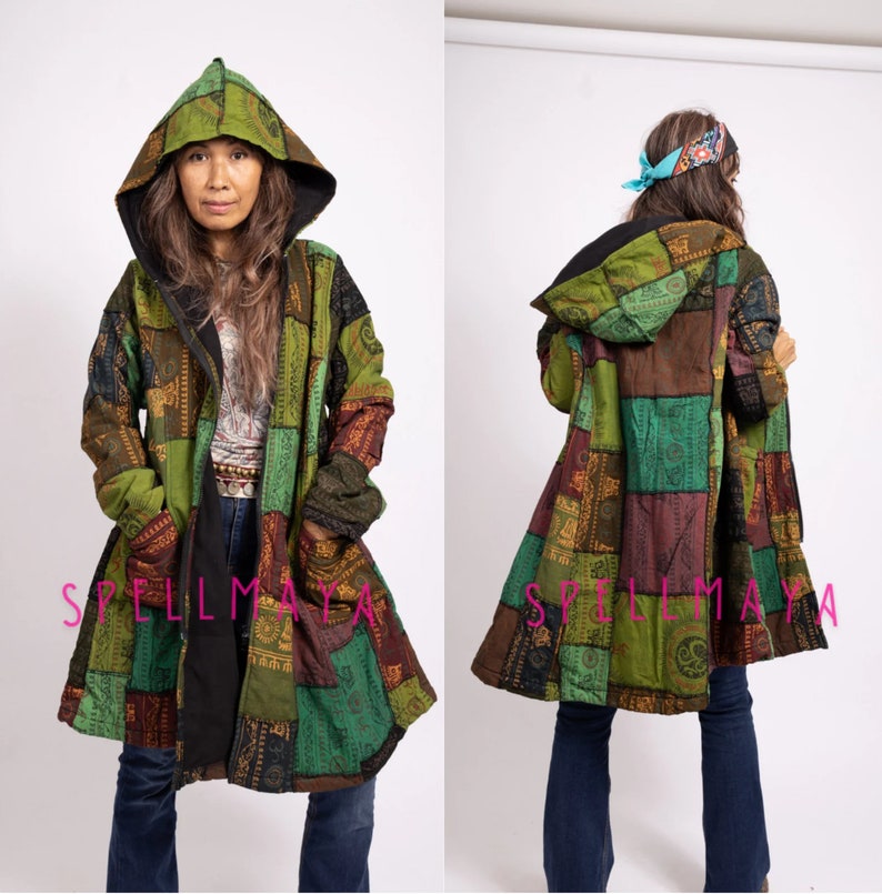 Handmade Bohemian Patchwork Long Jacket With Soft Fleece Lining. With ...