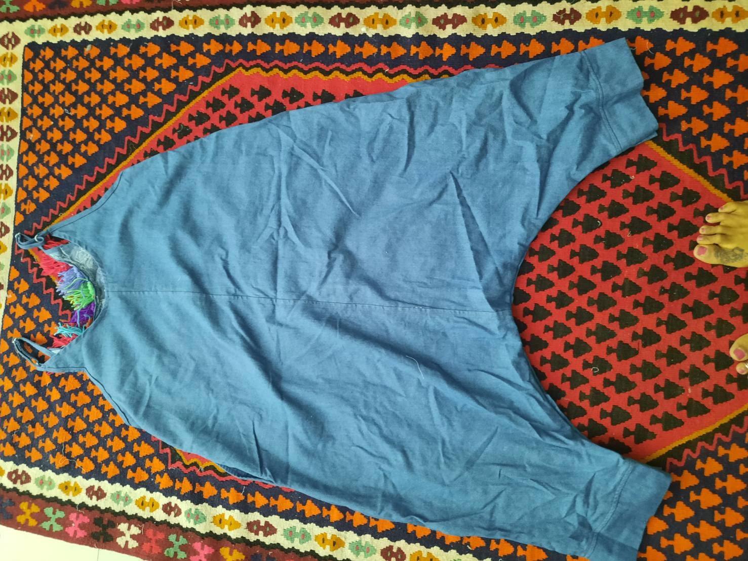 Handmade Whimsical Colourfully Embroidered Baggy Artist Overalls With ...