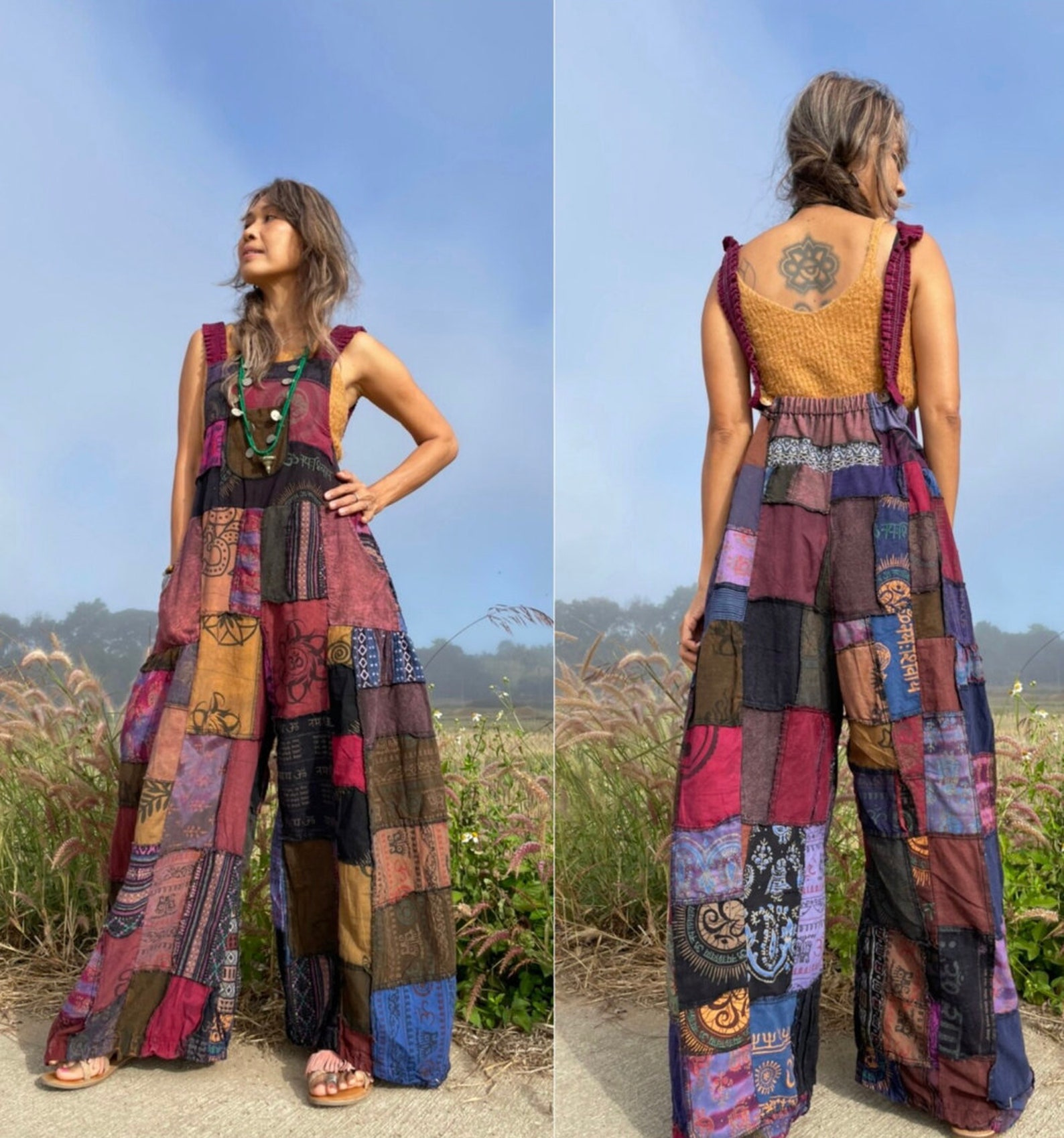 Bohemian Indian Patchwork Overalls for Women Handmade Ethnic Style ...