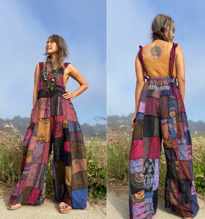 Bohemian Indian Patchwork Overalls for Women Handmade Ethnic Style ...