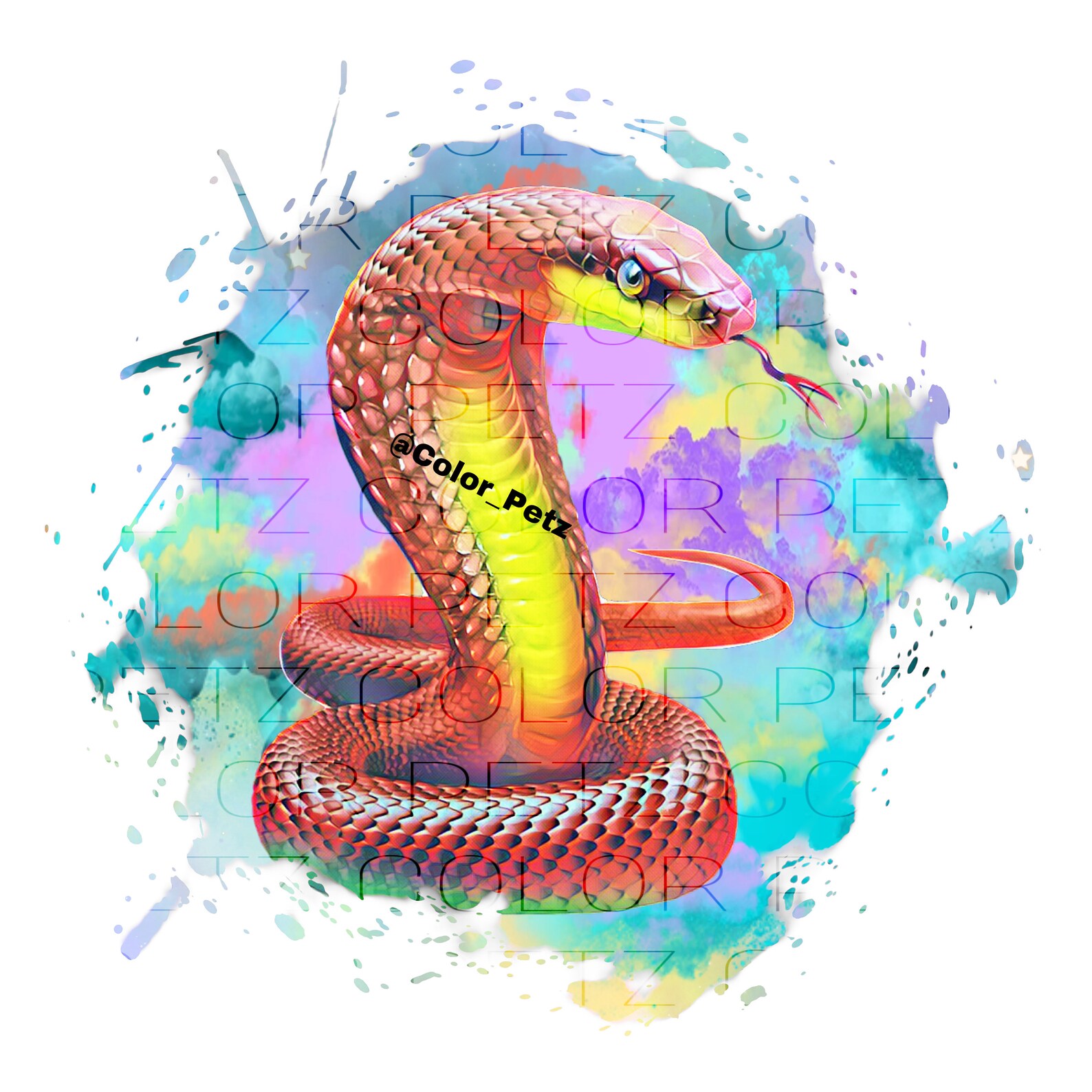 Cobra, Snake, Watercolor, Digital Download, Clipart, JPG Wall Art ...