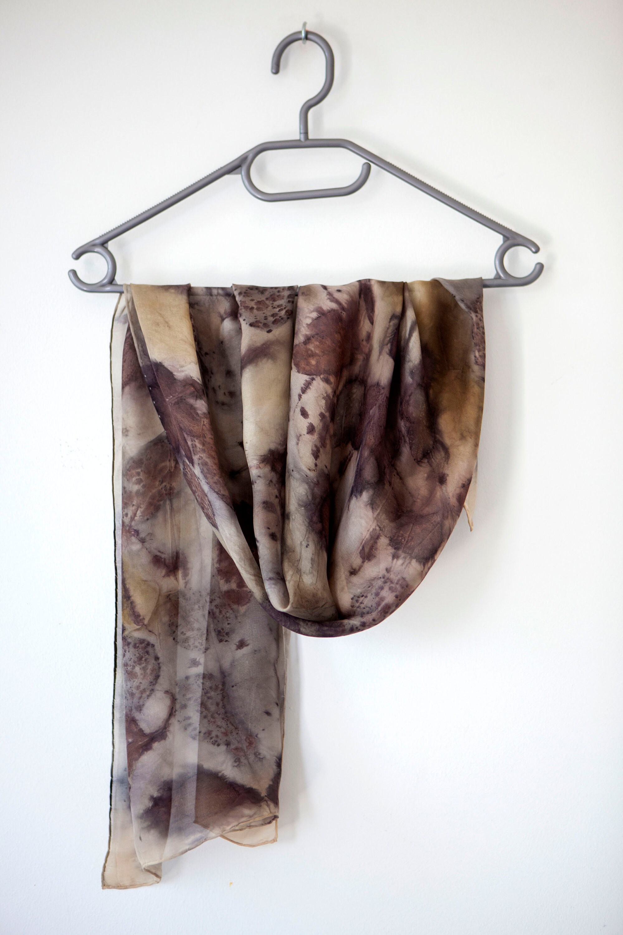 Light Silk Scarf, Eko-print Silk Shawl, Botanical Print Scarf, Hand ...