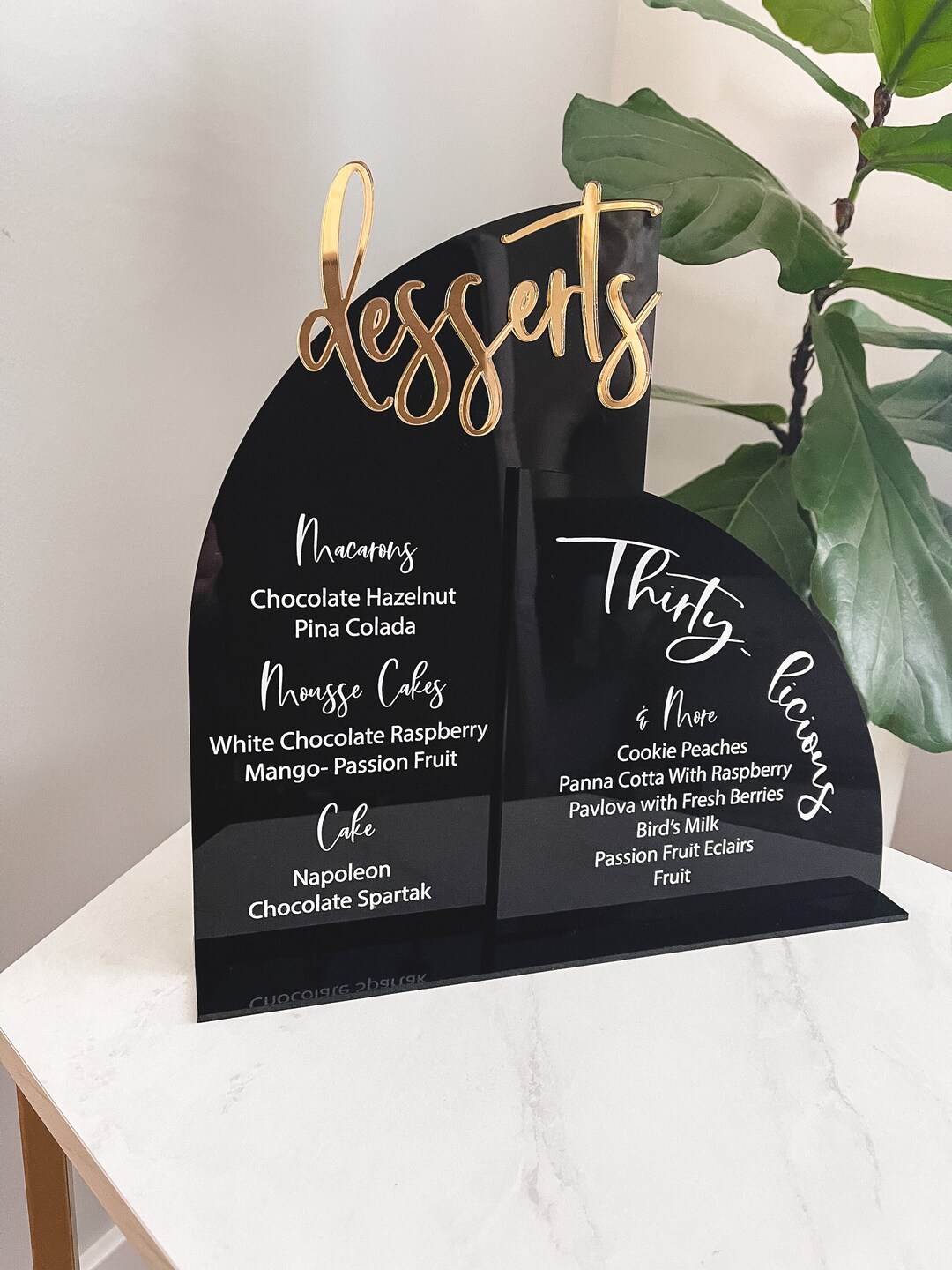 Wedding Sweets Sign, Wedding Desserts Menu, Arch Shape Menu, Modern ...