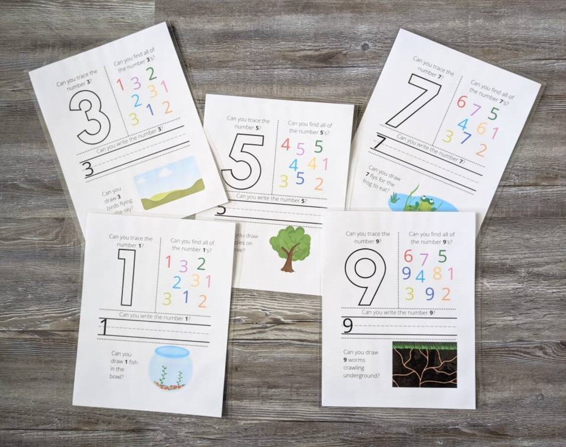 Number Worksheets Tracing Writing Number Recognition - Etsy