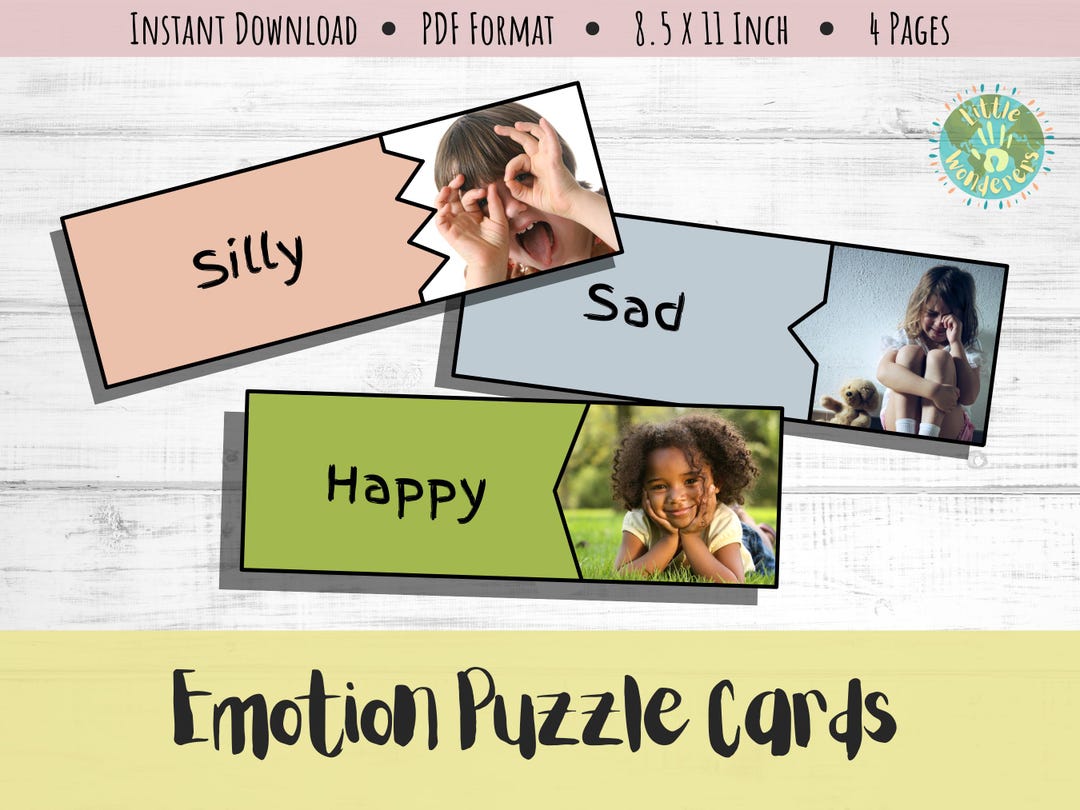Learn About Emotions Puzzle Cards - Feelings, Preschool, Kindergarten ...