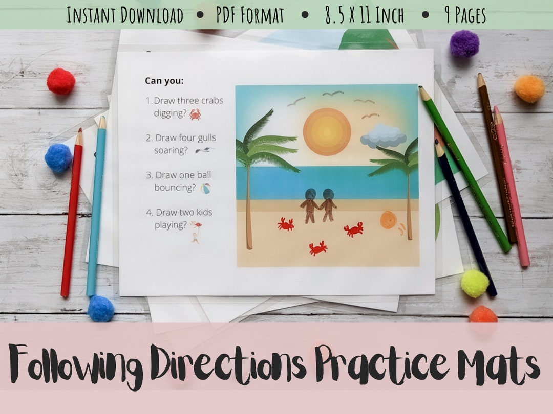 Following Directions Practice Sheets - Drawing, Preschool, Kids, Craft ...