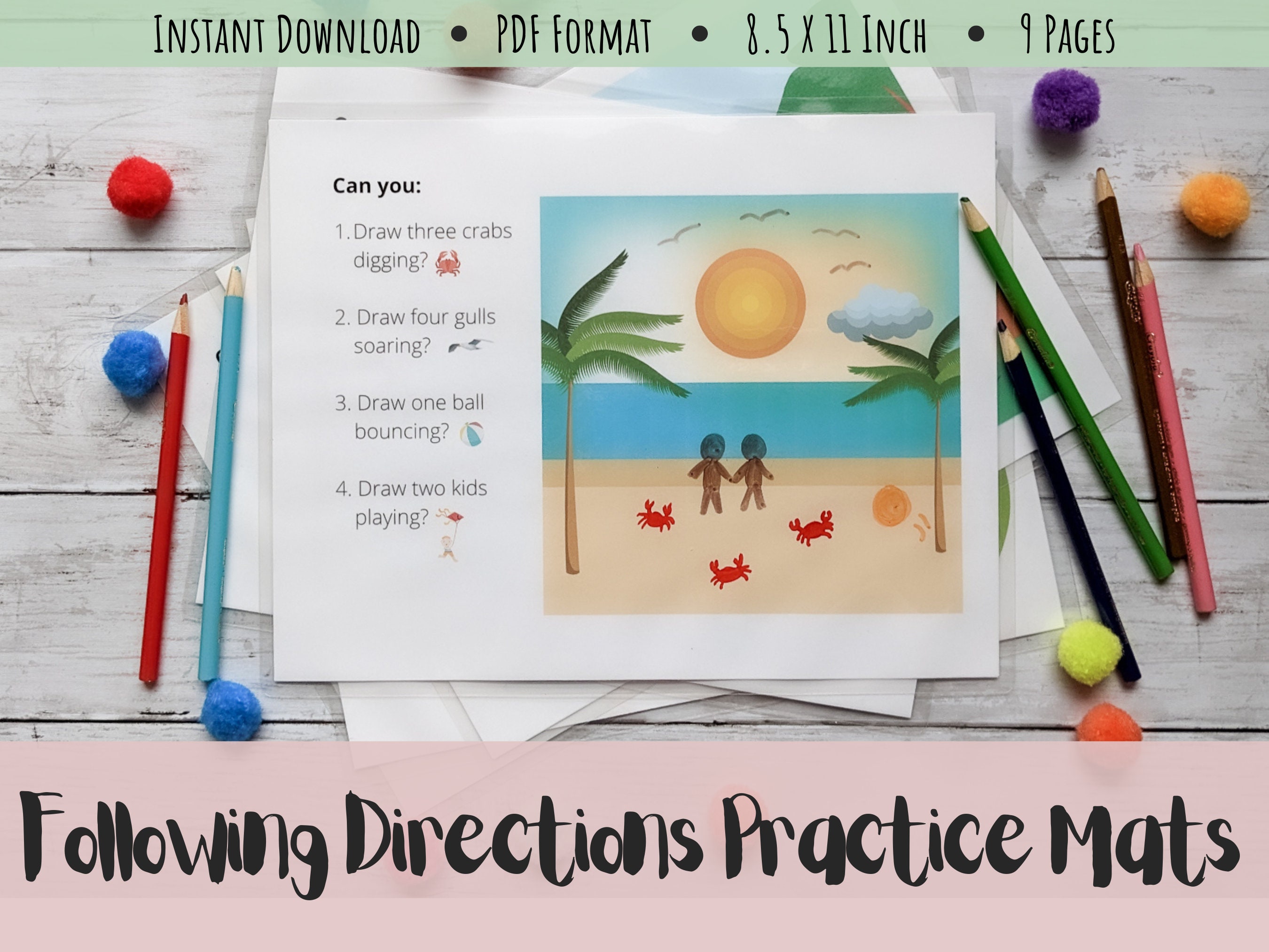 Following Directions Practice Sheets Drawing Preschool - Etsy