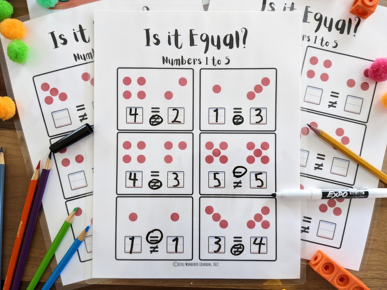 Is It Equal Number Counting Equal Value Worksheets Early - Etsy