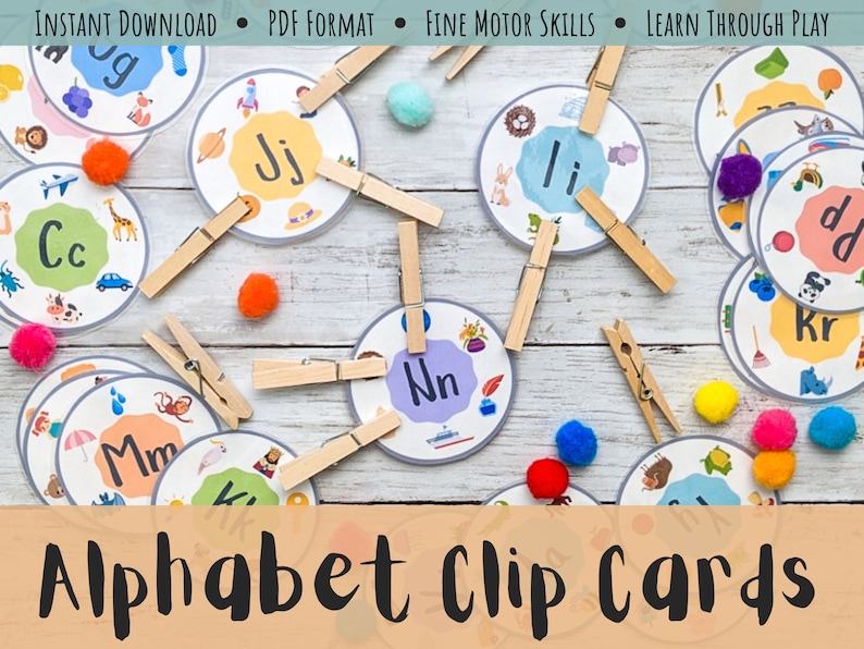 Alphabet Beginning Sounds Clip Cards Printable - Homeschool, Preschool ...